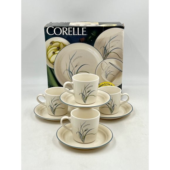 Corelle | Kitchen | 8 Piece Corelle Coastal Breeze Blue Green Wheat ...